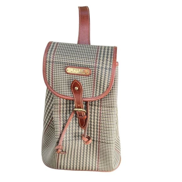 Polo Ralph Lauren | Bags | Vintage Polo Ralph Lauren Mini Houndstooth Leather Sling Backpack ...